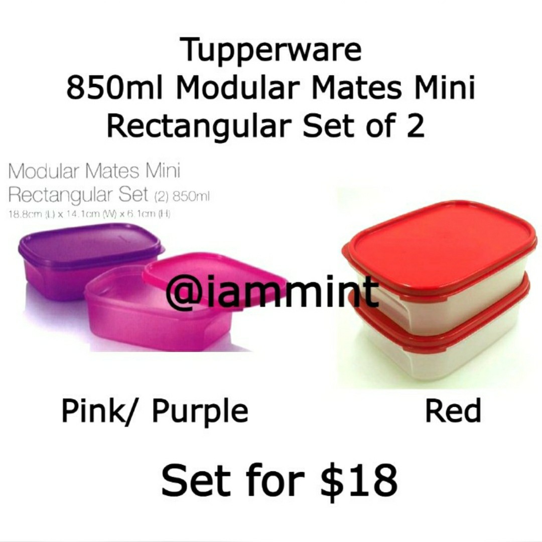 Tupperware 850 ml Modular Mate Mini Rectangular Container Set of 2 ...