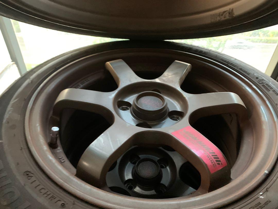 15” Forged TE37 Replica Sport rims with tyres, Car Accessories, Tyres ...