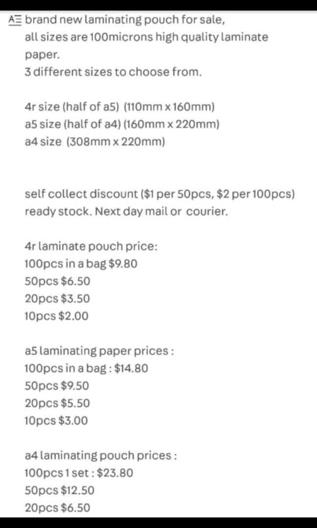 A4 A5 4r Size Laminate Papers Brand New Hobbies Toys Stationery a4-a5-4r-size-laminate-papers-brand-new-hobbies-toys-stationery