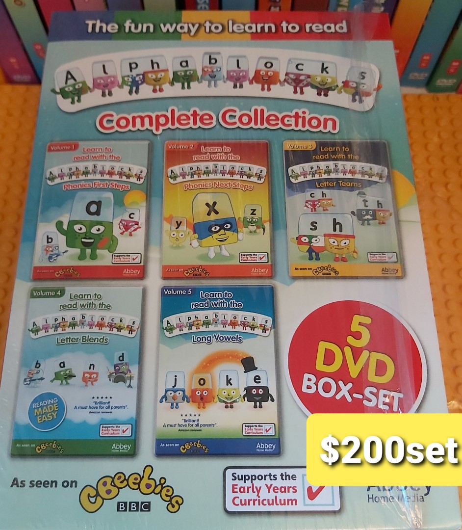 英國著名拼音教材alphablocks DVD全套, 興趣及遊戲, 手作＆自家設計, 文具 - Carousell