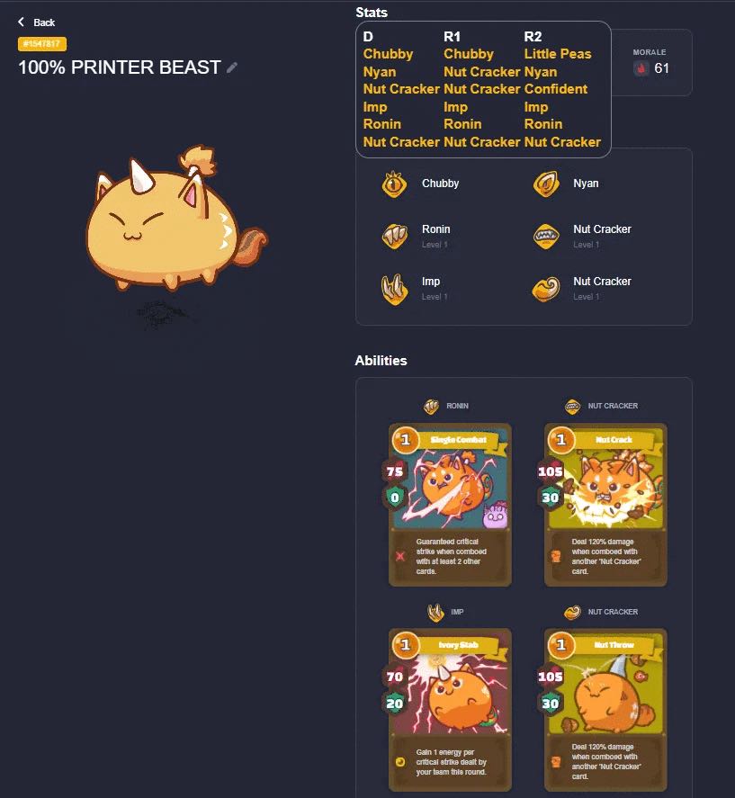 Axie Infinity 100% Pure printer beast, Looking For on Carousell