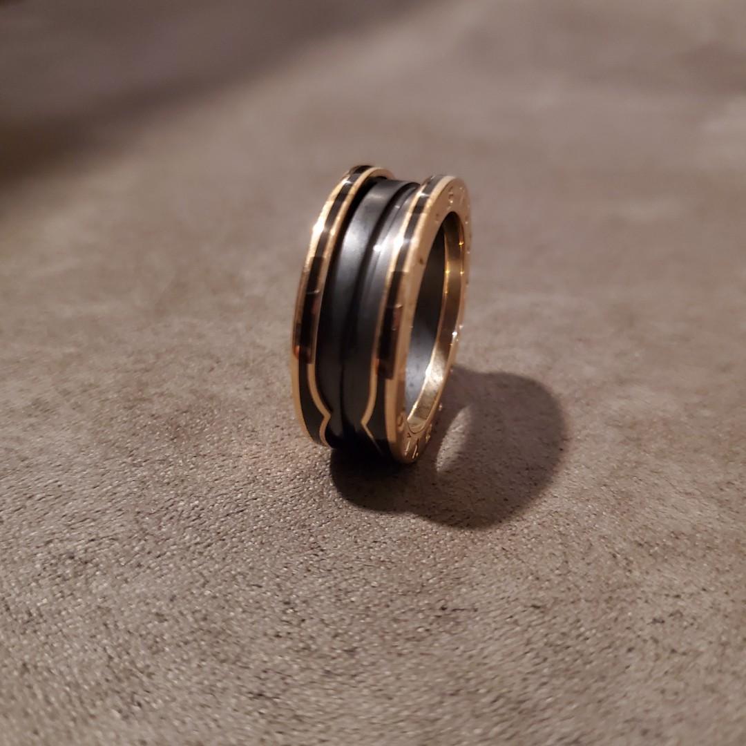(NEGO) Bvlgari B.zero1 Rose Gold and Matte Black Ceramic Unisex Mens Womens Ring Size 57, Women ...