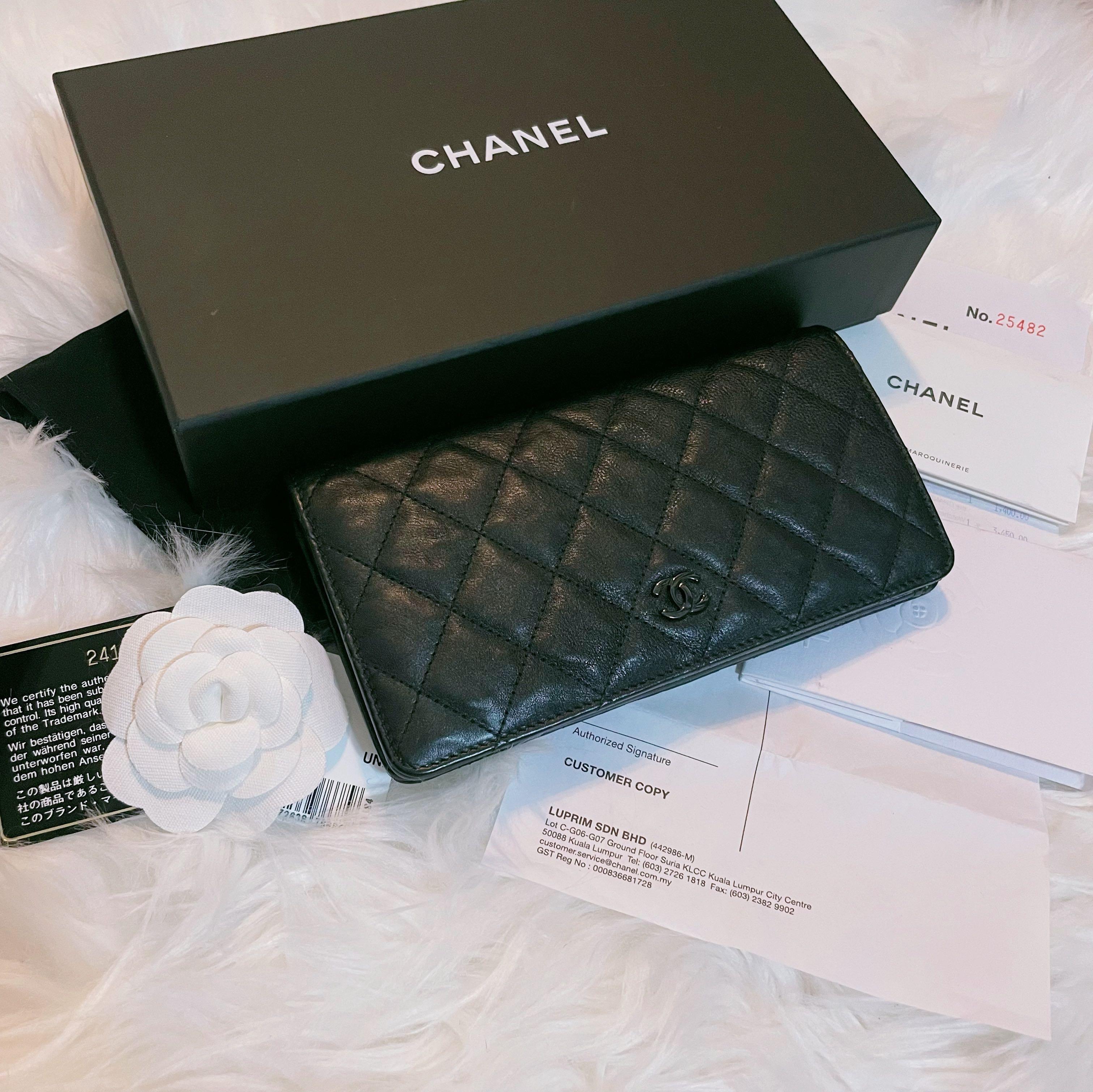 Chanel So Black Long Bifold Yen Wallet, Luxury, Bags & Wallets on Carousell