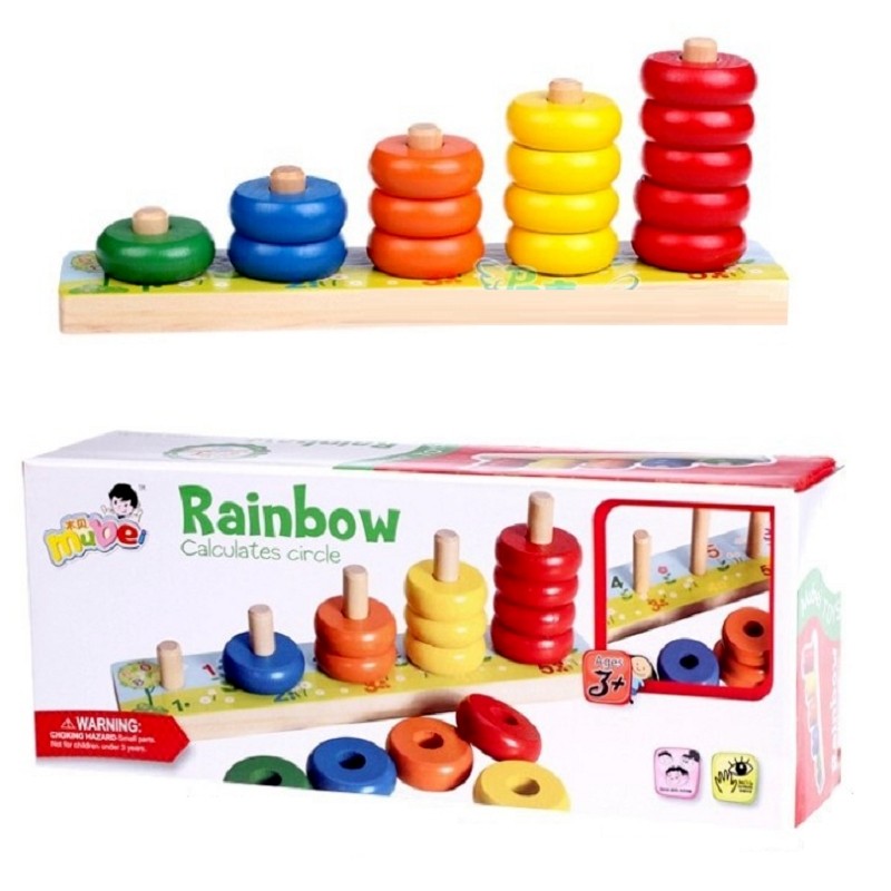 Classic Rainbow Calculates Circle Kids Wooden Blocks Children Wood ...