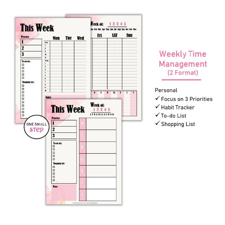 Daily Weekly Time Management Planner, Hourly Planner Allows Time ...