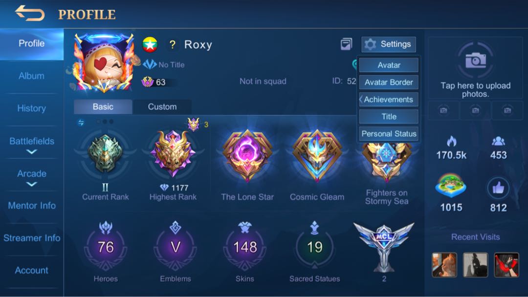 High Win Rate Gusion Legend and M2 Clint Mobile Legends Account, Video ...