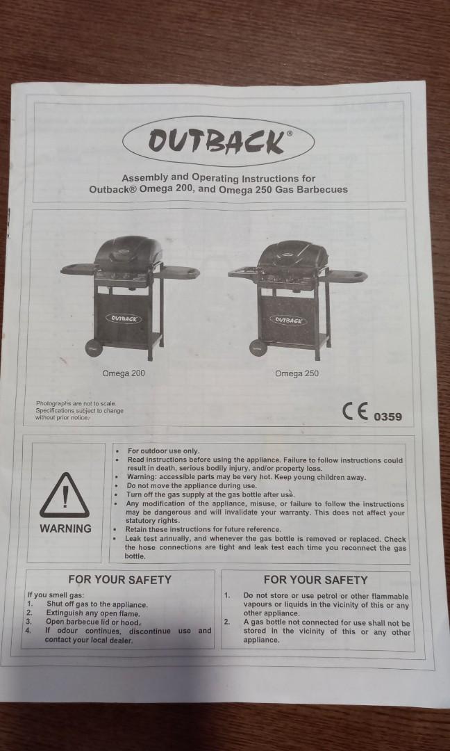 Outback Omega 200 Gas BBQ, TV & Home Appliances, Kitchen Appliances ...