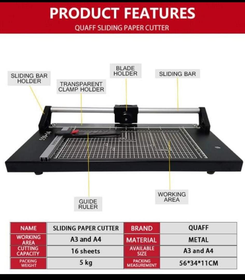 Quaff sliding cutter metal base or paper A3 size, Computers & Tech ...
