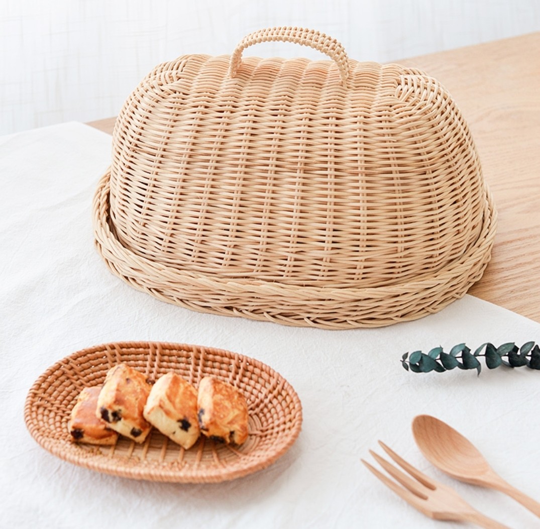 Rattan Food Tray with Cover, Furniture & Home Living, Kitchenware ...