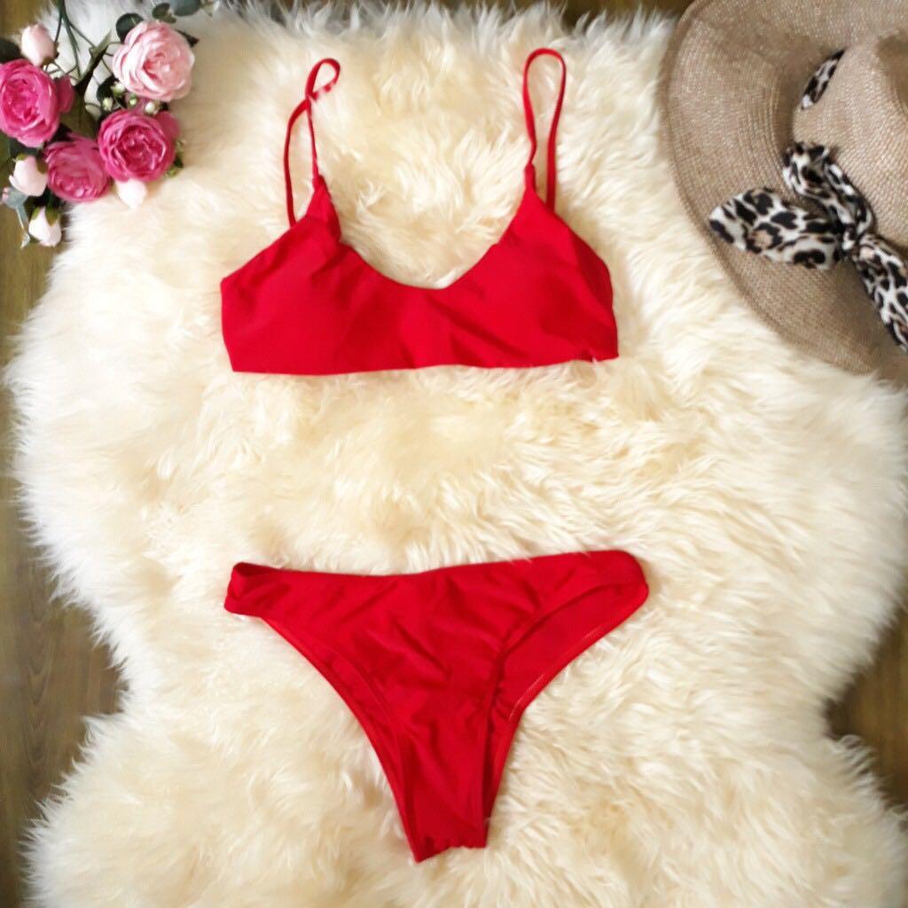 Red Swimsuit Bikini, Women's Fashion, Swimwear, Bikinis & Swimsuits on ...
