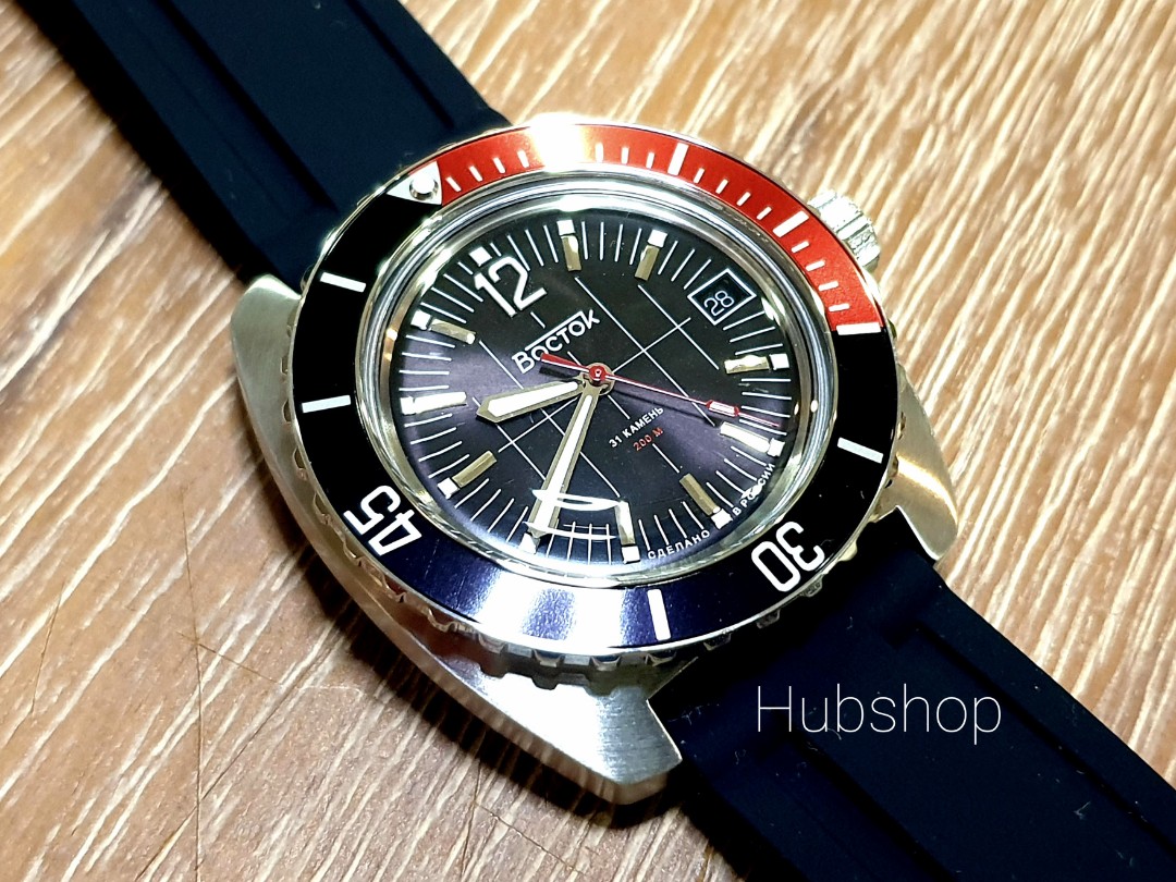 Vostok Amphibia 170 Automatic Diver Black Dial Sunburst 200 M Water ...