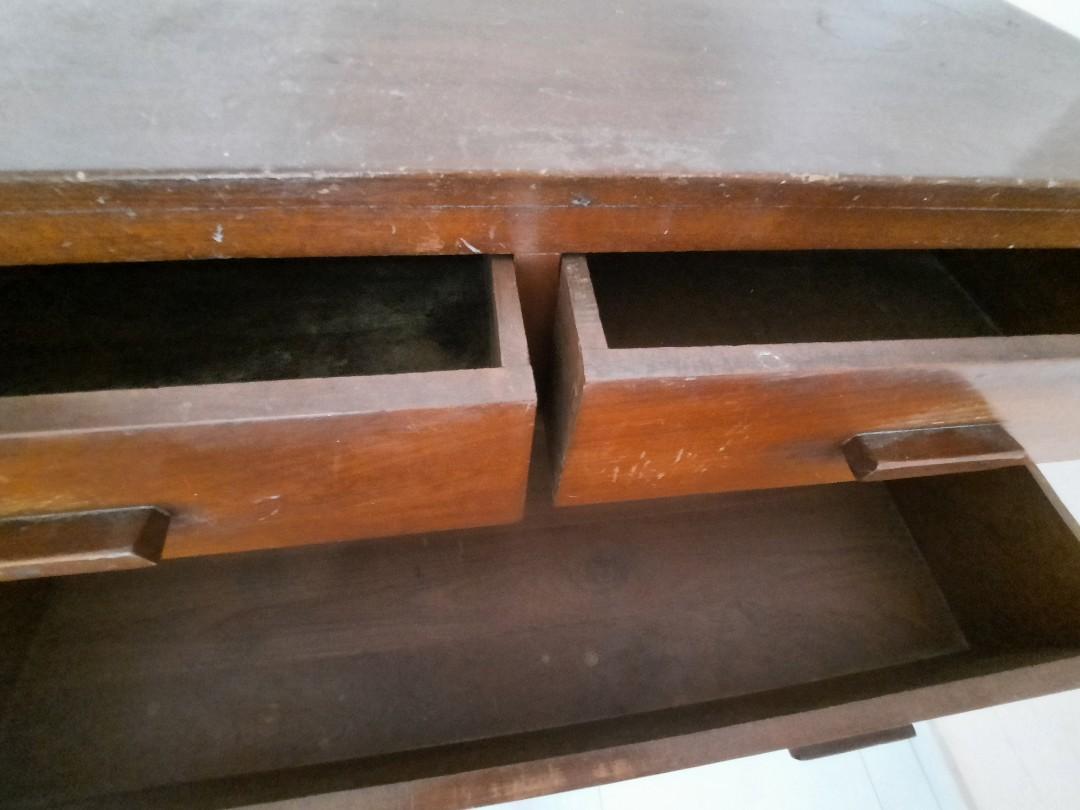 Rare Solid Teak Old School Antique Wood Drawer Room Quality Cabinet ...