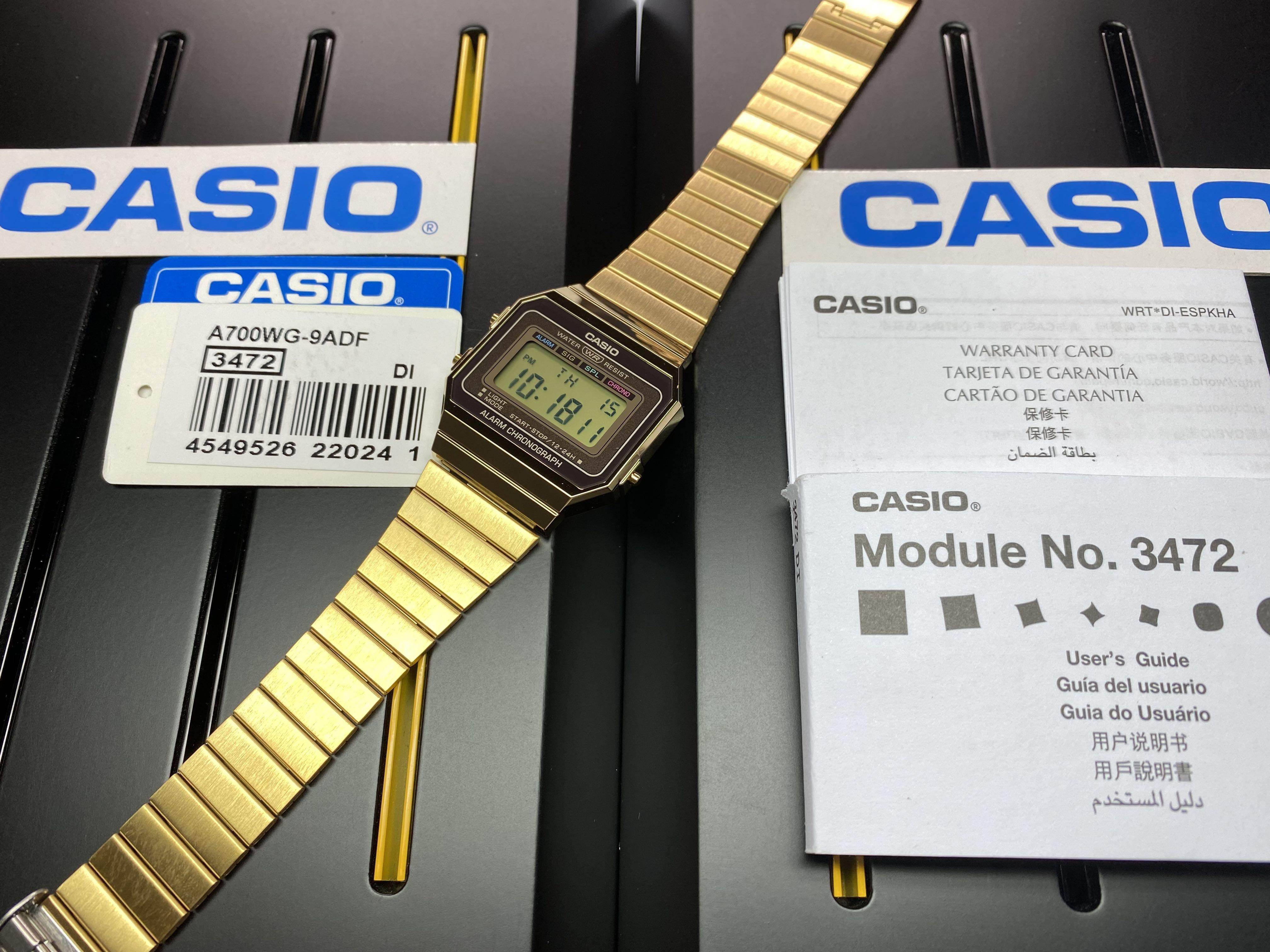 Casio Vintage A700WG-9A Slim Case Digital Quartz A700WG-9ADF Gold A700 ...