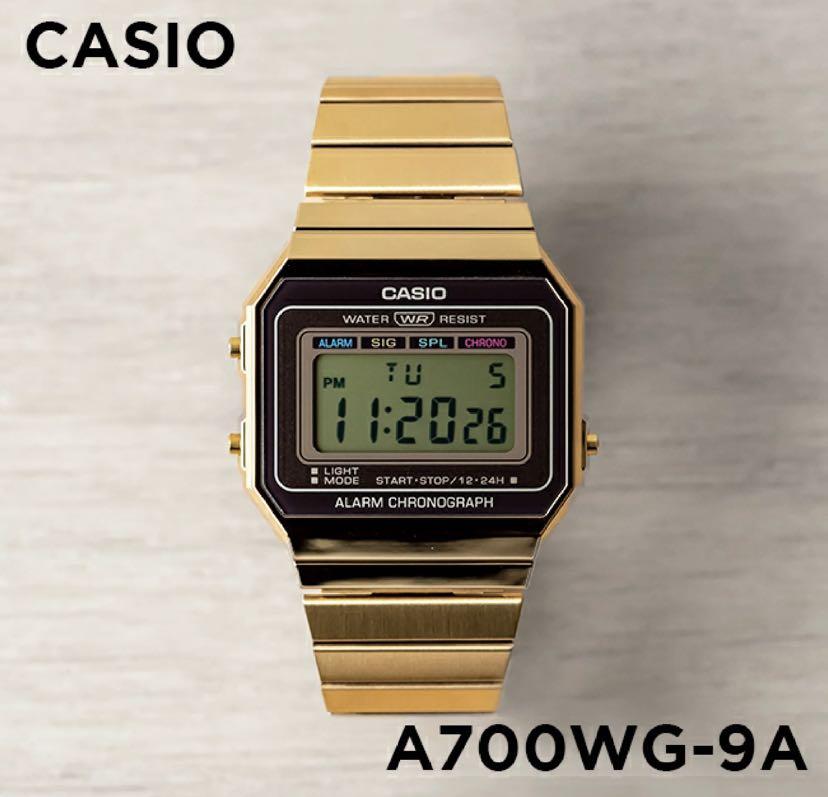 Casio Vintage A700WG-9A Slim Case Digital Quartz A700WG-9ADF Gold A700 ...