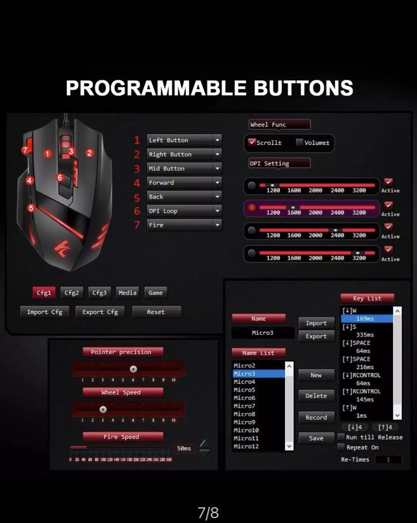 Hcman T60 7d Gaming Mouse Wired Programmable 7 Buttons Led Backlit& 5 ...