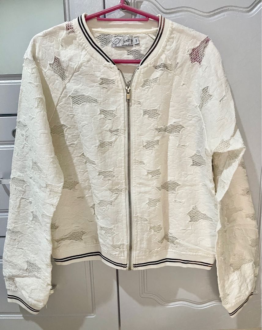 Just G White Bomber Jacket, Women's Fashion, Coats, Jackets and ...