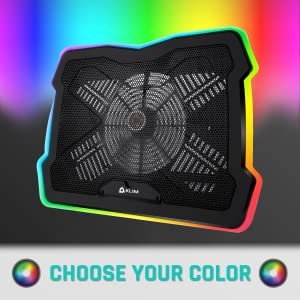 KLIM Ultimate + RGB Laptop Cooling Pad with LED Rim + Gaming Laptop Cooler + USB Powered Fan ...