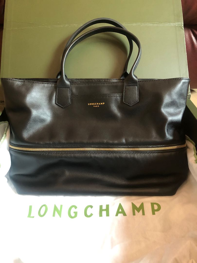 Longchamp 2.0 Zip Gusset Expandable Leather Tote, Women's Fashion, Bags ...