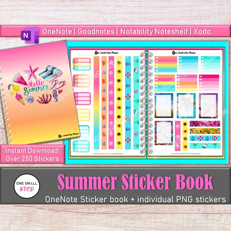 OneNote Digital Planner Summer Stickers, Tropical July Planner Kit ...