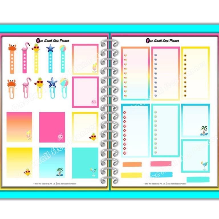 OneNote Digital Planner Summer Stickers, Tropical July Planner Kit ...