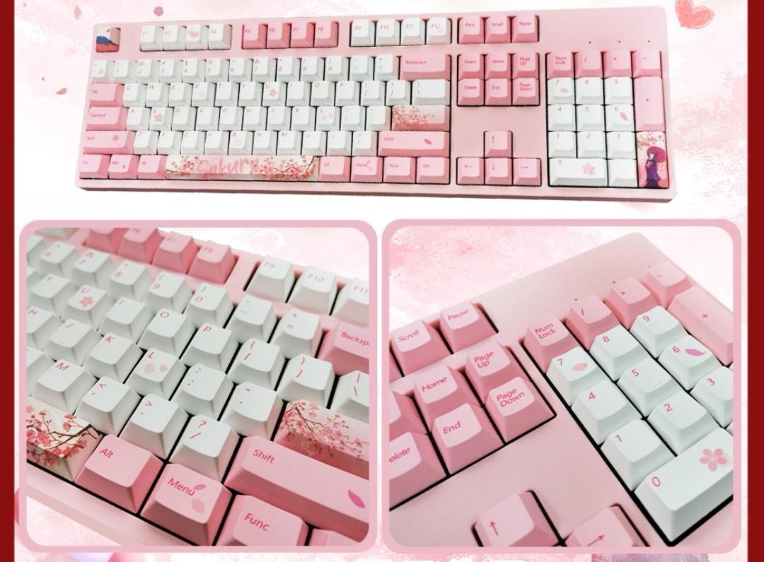 PBT Sakura & Ocean Themed Keycaps, Computers & Tech, Parts ...