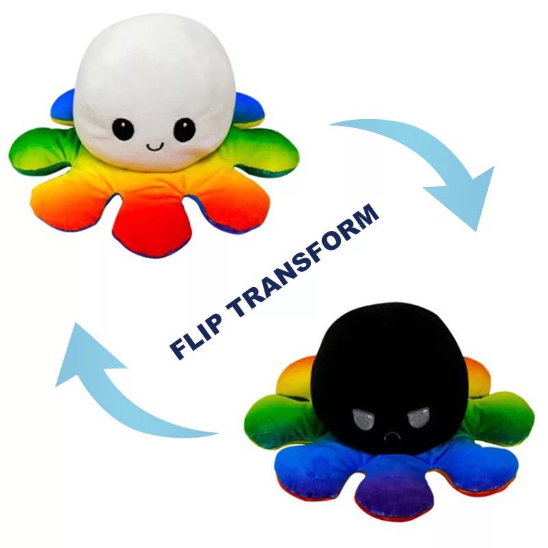 Rainbow Reversible Octopus Plushie Soft Toy, Hobbies & Toys, Toys ...