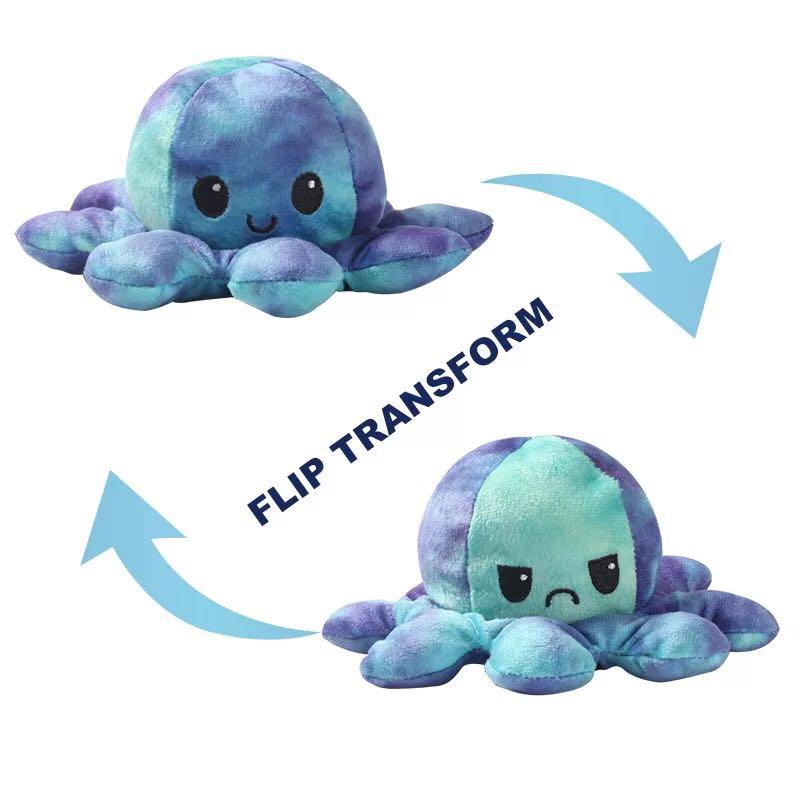 Rainbow Reversible Octopus Plushie Soft Toy, Hobbies & Toys, Toys ...