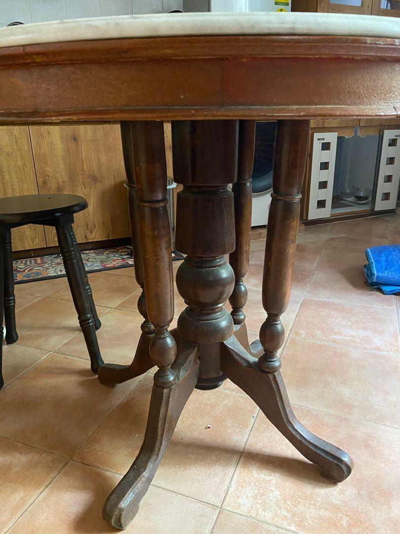 Round Marble Kopitiam table, Furniture & Home Living, Furniture, Tables ...