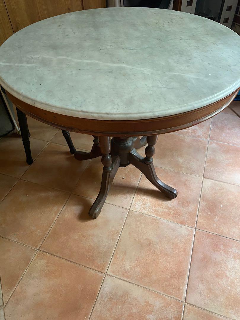 Round Marble Kopitiam table, Furniture & Home Living, Furniture, Tables ...