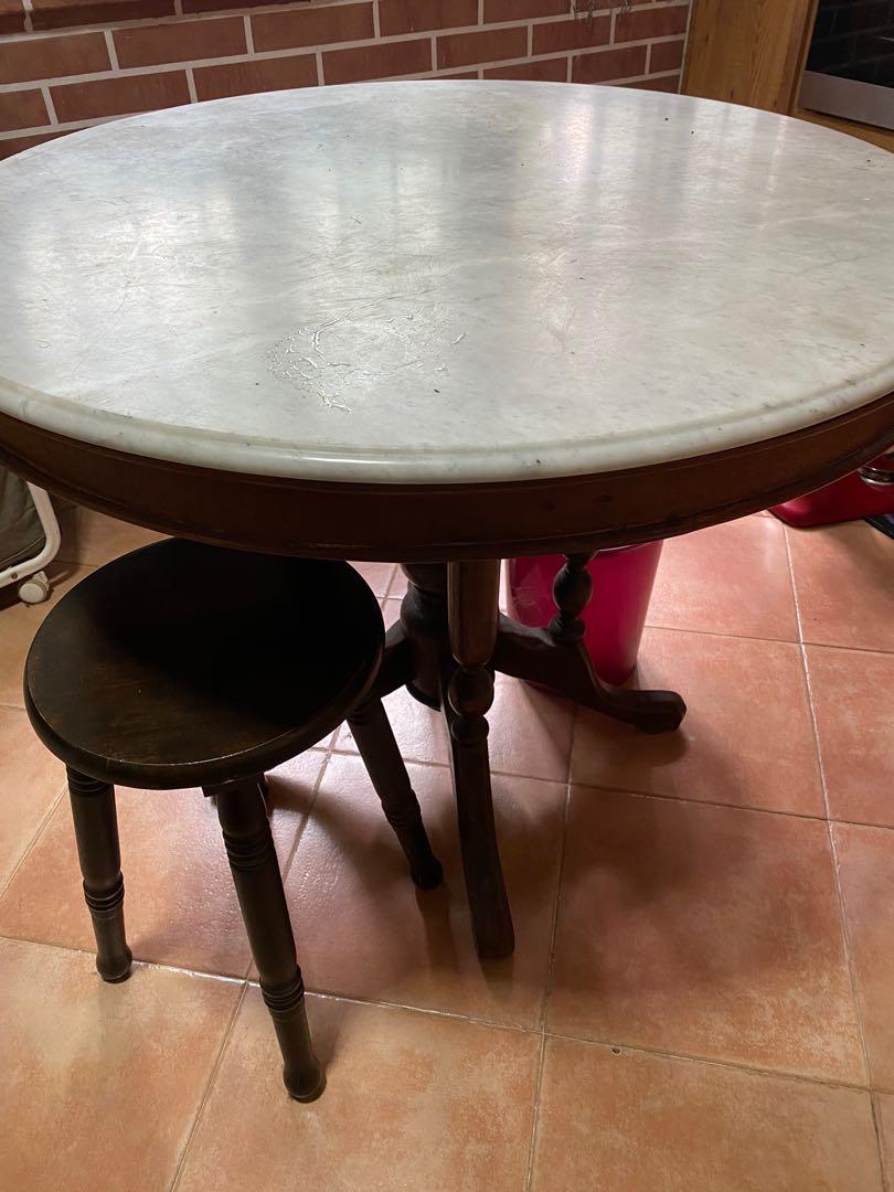 Round Marble Kopitiam table, Furniture & Home Living, Furniture, Tables ...
