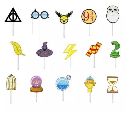 7 Types of Harry Potter Themed Cardboard Cup Cake Toppers / Food Picks ...