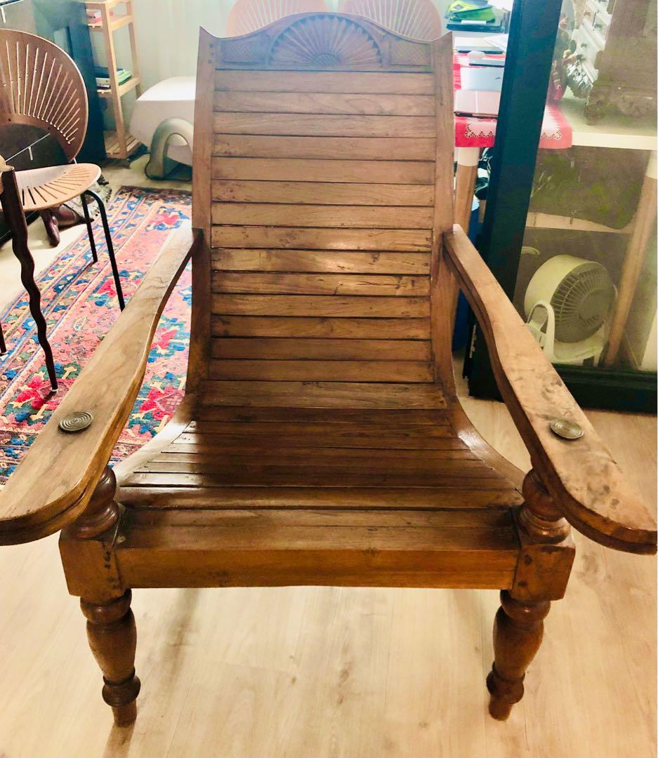 Teak colonial planters chair, Furniture & Home Living, Furniture ...
