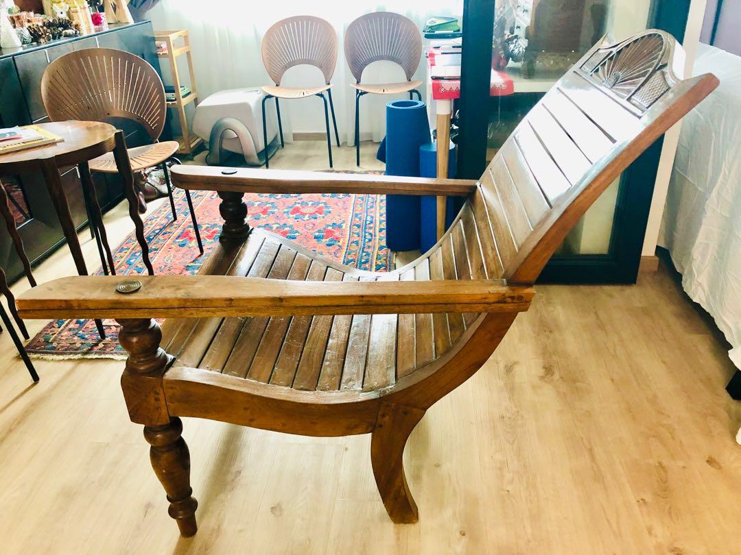 Teak colonial planters chair, Furniture & Home Living, Furniture ...