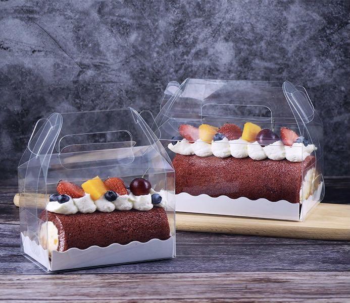 Transparent cake box (with handle), Hobbies & Toys, Stationery & Craft ...