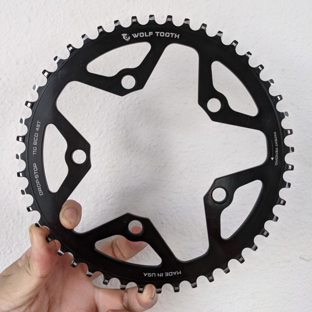 48t Wolf Tooth Drop Stop 1x Chainring (110BCD 5-Bolt), Sports Equipment ...