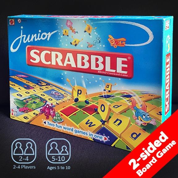 2-in-1 SCRABBLE JUNIOR Children Crossword Puzzle Game Play Set for 2 to ...