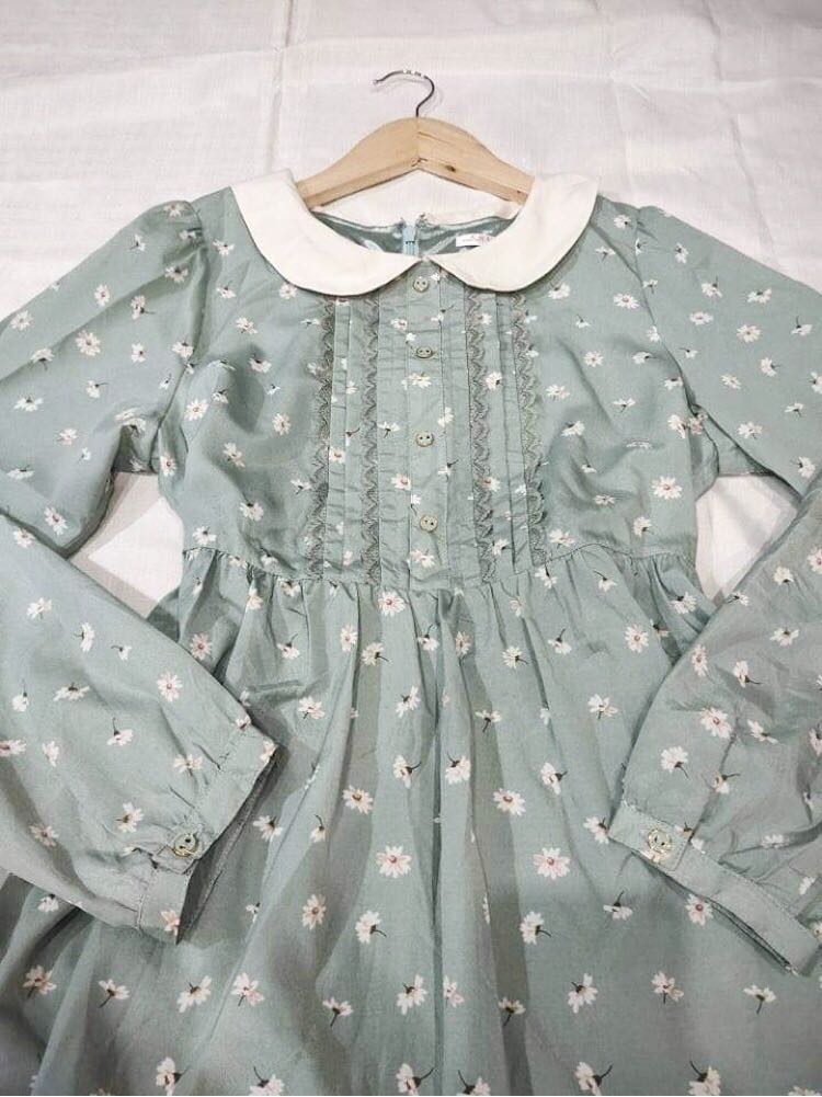 Colza Japan Soft Green Floral Print Cute Lolita Inspired Midi Dress ...