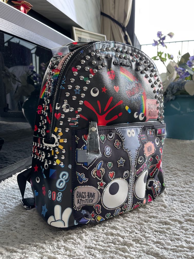 Eye Theme Black Backpack, Women's Fashion, Bags & Wallets, Backpacks on ...