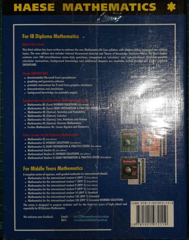 IB HAESE MATHEMATICS HL, Hobbies & Toys, Books & Magazines, Textbooks ...