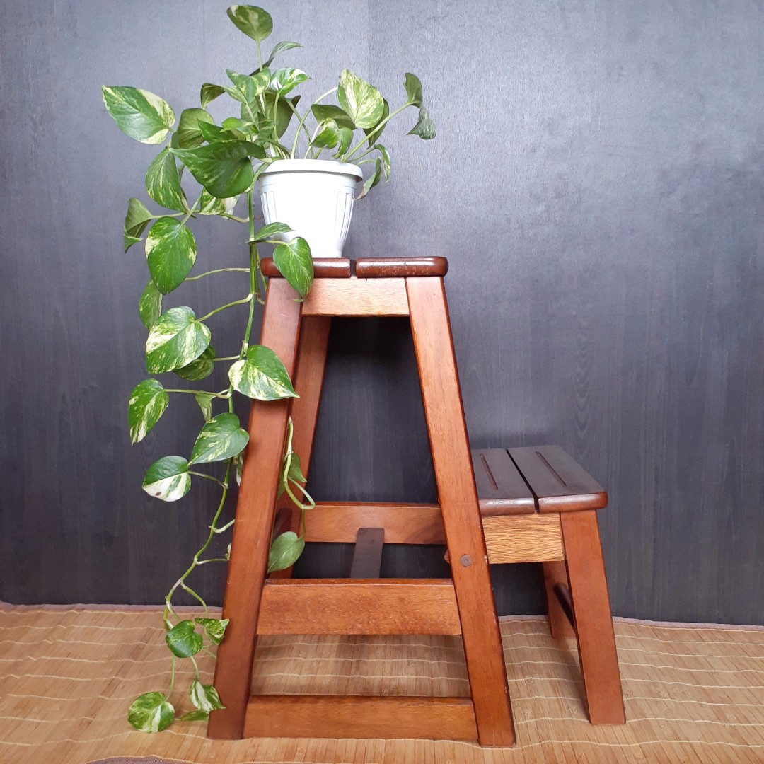 sold Japandi solid wood space saving step stool, Furniture & Home ...