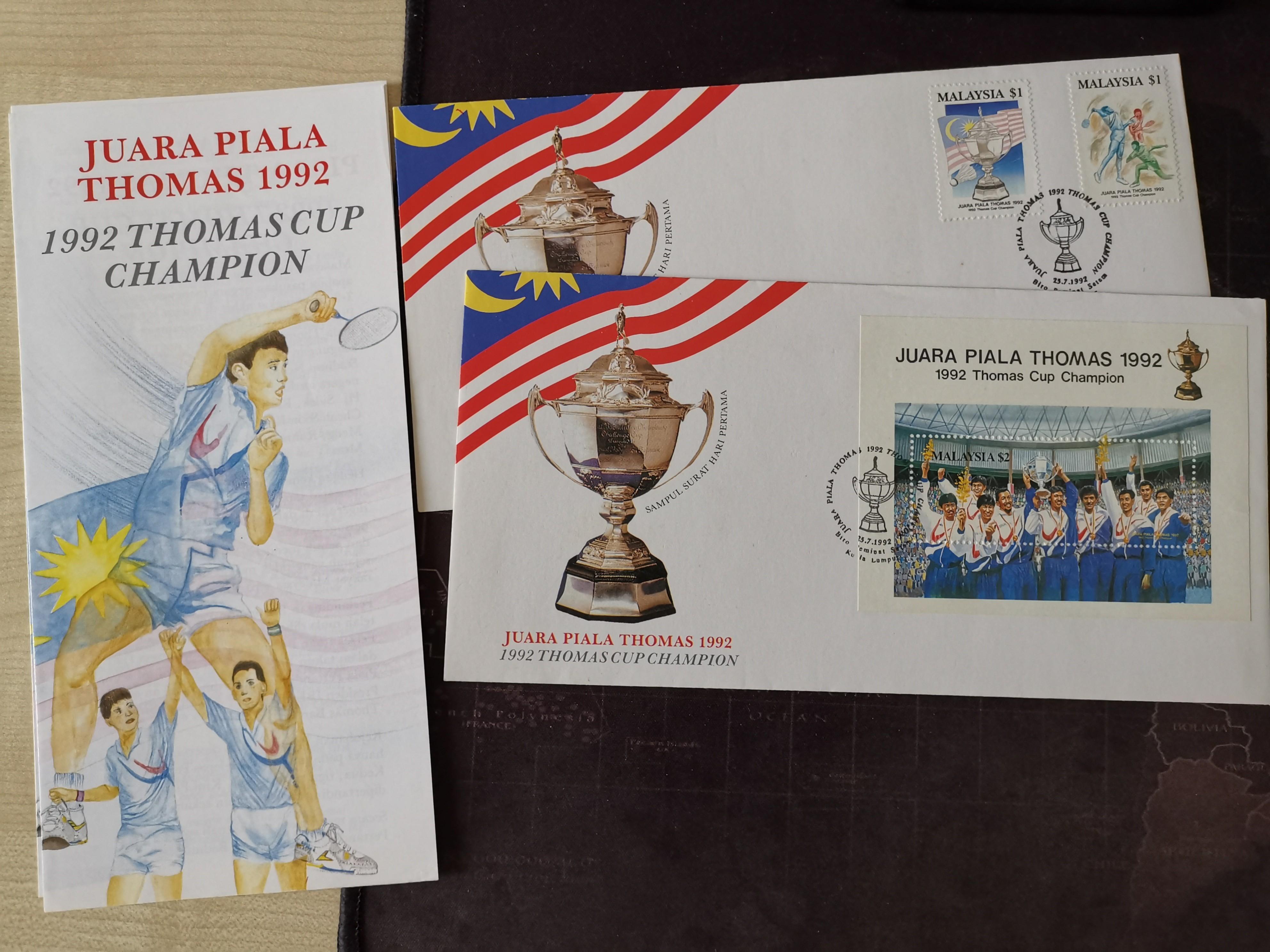 Juara Piala Thomas 1992 FDC (full set) #SeeHere, Hobbies & Toys ...