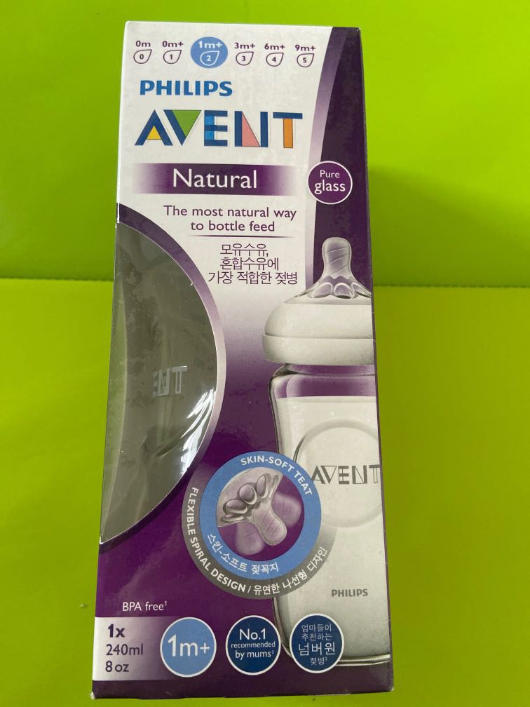 Philips Avent Pure Glass Milk Bottle (240ml), Babies & Kids, Nursing ...