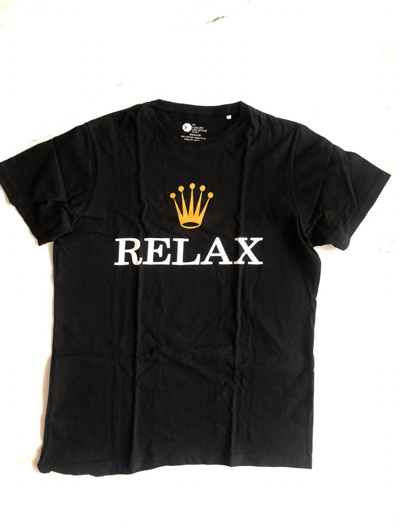 Relax meme rolex tshirt limited edition size m, Fesyen Pria, Pakaian ...