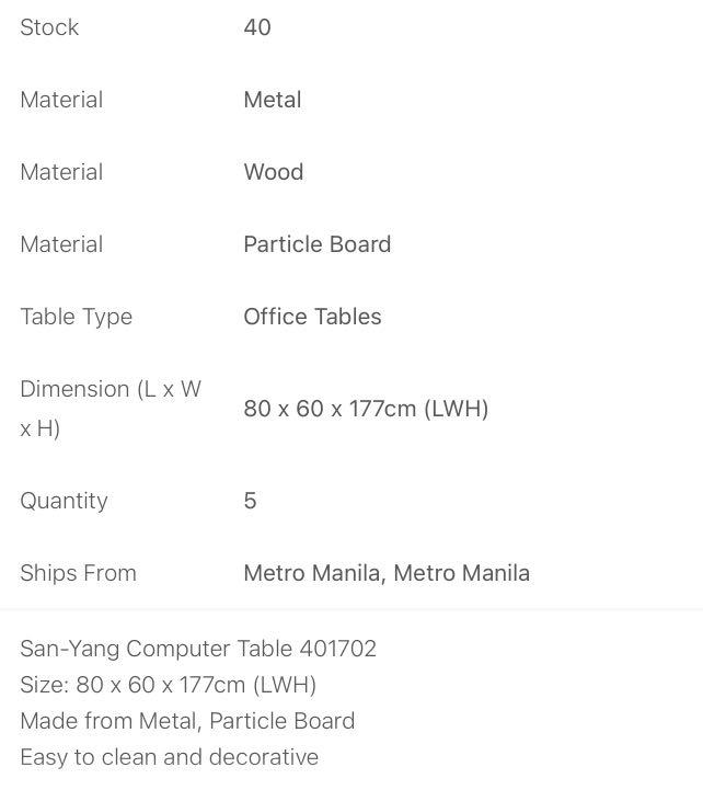 Sanyang Study Table with drawers, Furniture & Home Living, Furniture ...