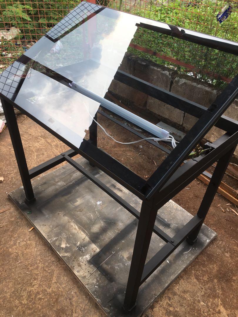 Tempered Glass Drafting Table, Furniture & Home Living, Office ...