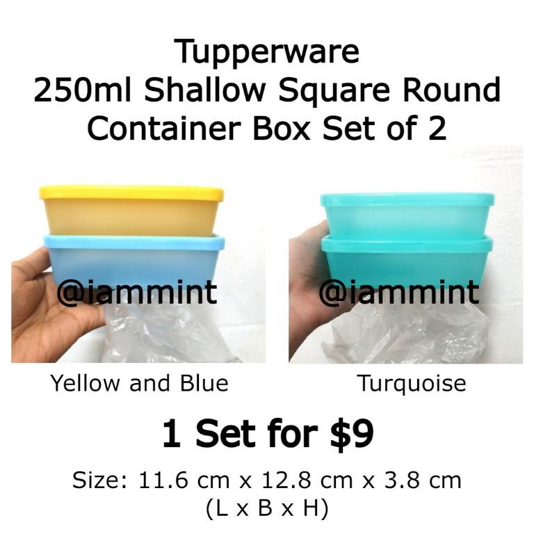 Tupperware 250 ml Shallow Square Round Container Box Set of 2 ...