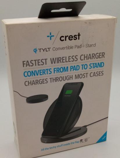 TYLT Crest Wireless Charger Charging Pad Qi Convertible Desktop Converts from Pad to Stand ...