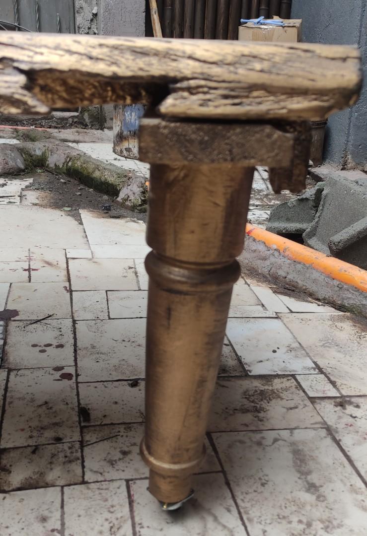 vintage gold wood accent table solid wood with wheels caster, Furniture ...