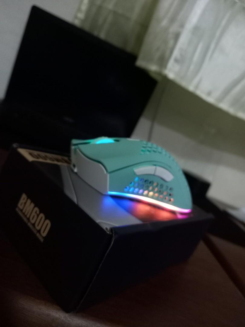 K Snake BM600 Wired/Wireless Gaming Mouse Teal/Cyan/Light Blue RGB ...