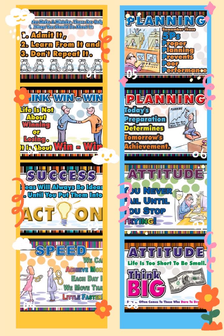 A4 Motivation Posters Inspiration Quotes Deco Display Boards Cards ...